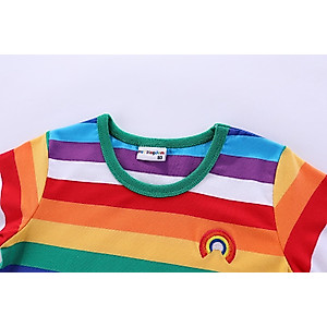 Mud Kingdom Toddler Boys T-Shirts Short Sleeve Rainbow Stripe 24 Months