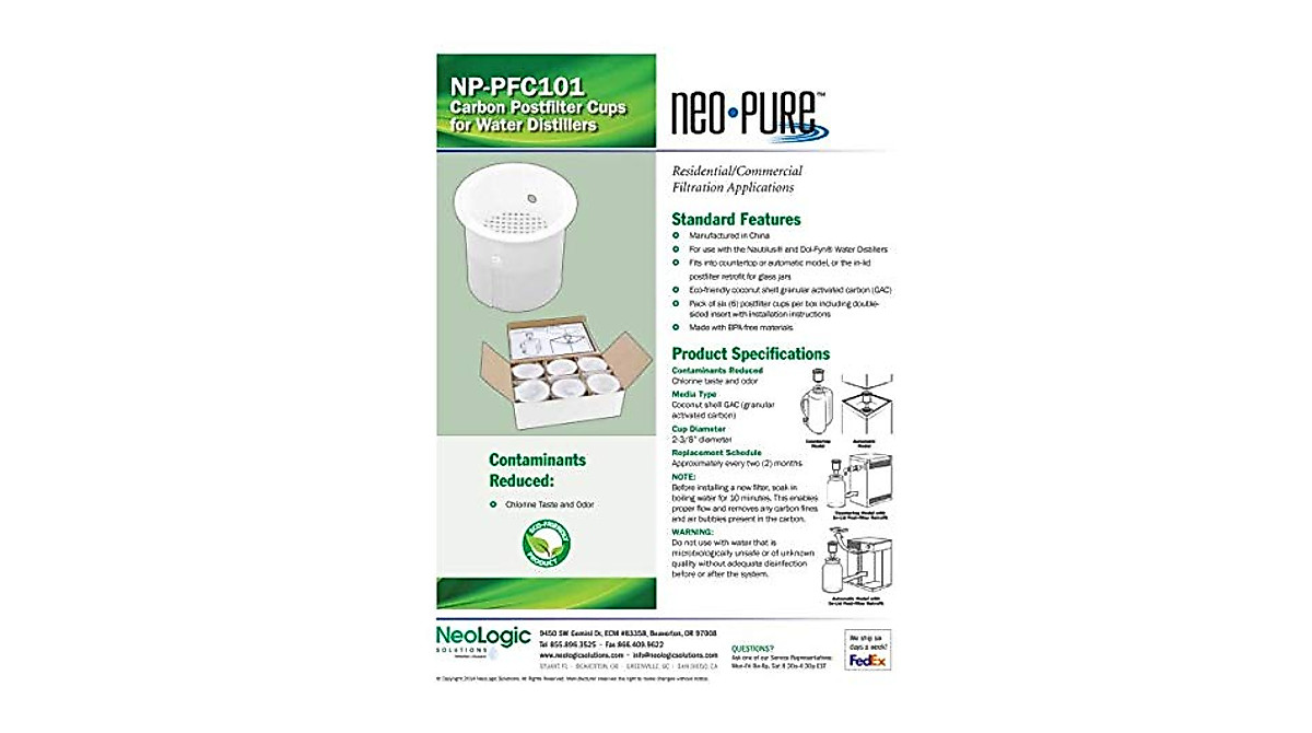 Neo-Pure NP-PFC101 Carbon Filter Cups for Clean Water