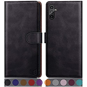 SUANPOT for Samsung Galaxy A14 5G Wallet case with RFID Blocking Credit Card Holder,Flip Book PU Leather Protective Cover Women Men for Samsung A14 Phone case (Black)