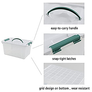 Ggbin 6-Pack 14 Quart Latching Box with Handle, Clear Plastic Storage Bin