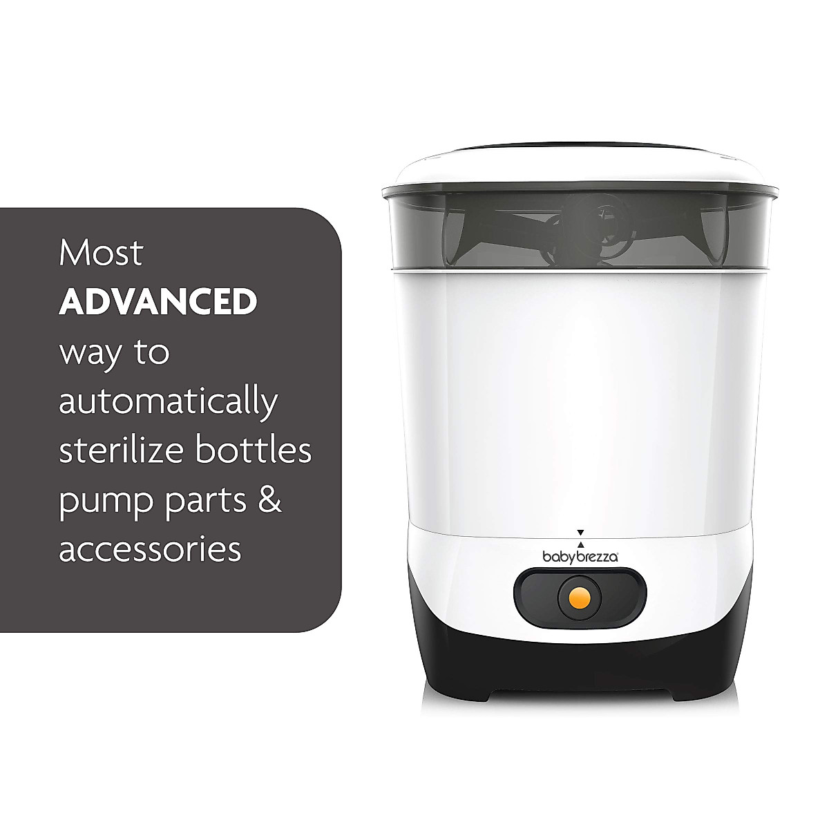 Baby Brezza 4 in 1 Baby Bottle Sterilizer Machine – Largest Capacity Electric Steam Sterilization – Pacifiers, Breast Pump Parts + Universal Sterilizing for All Bottles: Plastic, Glass, Large, Small