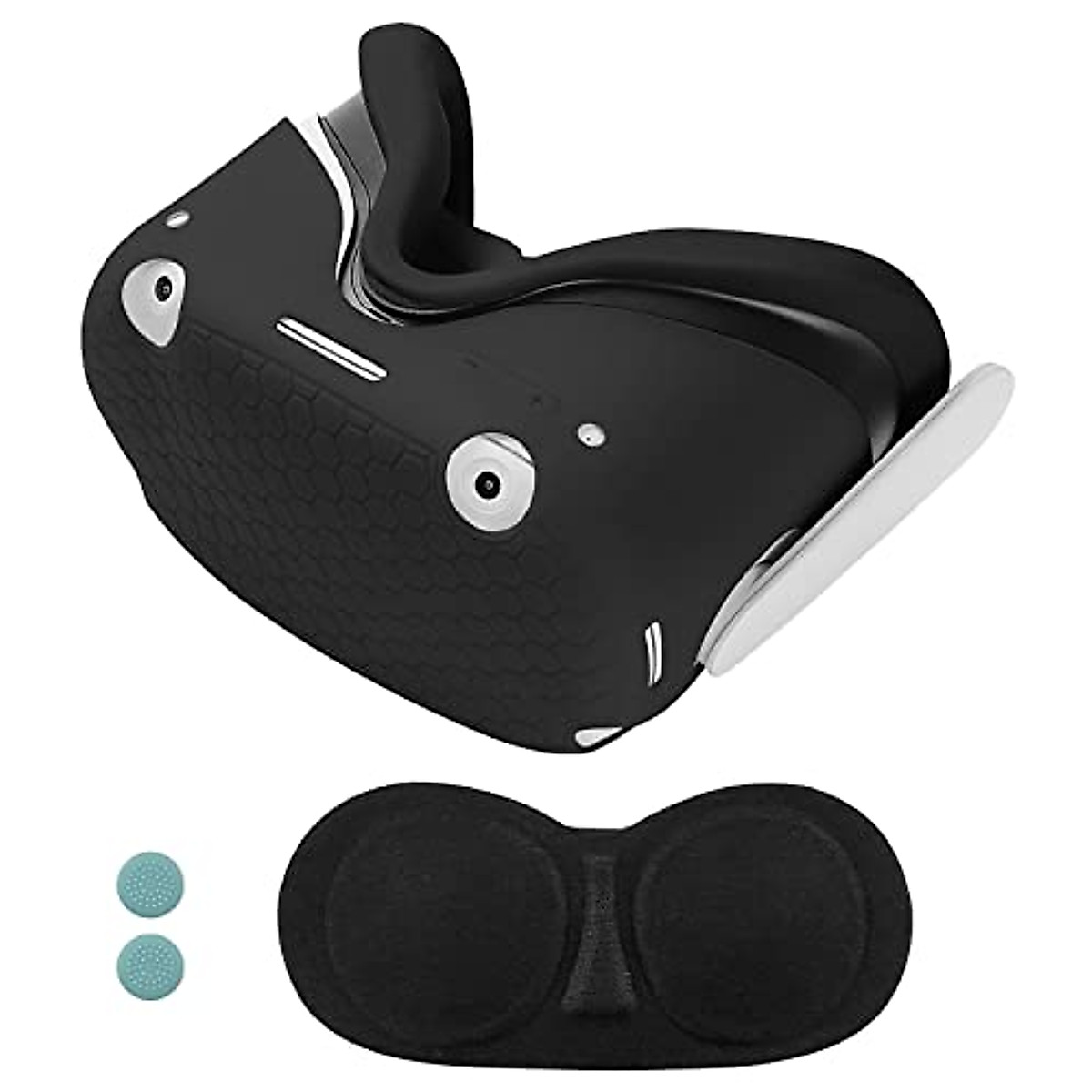 Geiomoo 4 in 1 Set Silicone Cover Compatible with Oculus Quest 2, Protective VR Shell (Black)