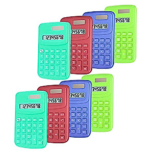 Basic Calculator Dual Power 8 Digit Silicone Button Desktop Calculator (4 Colors, Set of 8)