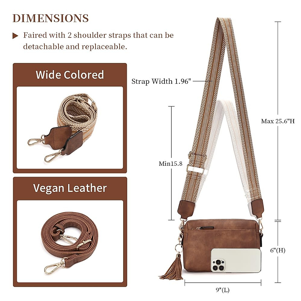 pclove Cross Body Bag Purse for Women Crossbody Purses Crossbody Bags for Women Trendy Vegan Leather Women's Crossbody Handbags Small Crossbody Purse Bag With Shoulder Strap for Travel, Brown