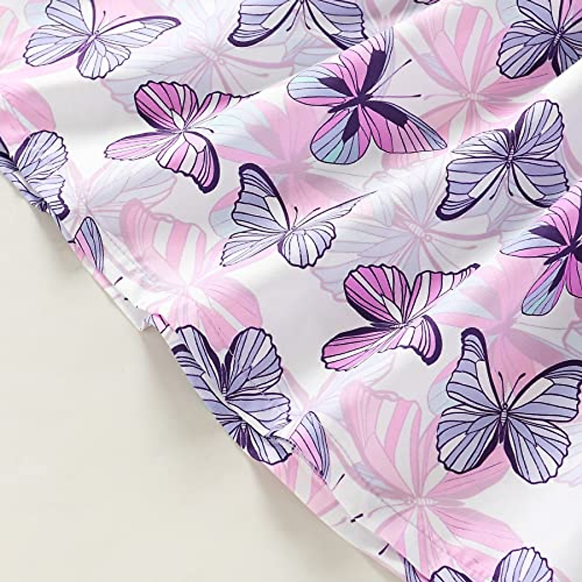 Toddler Girls Dress Butterfly Print Ruffle Sleeveless Baby Girl Dresses (Sister-Backless Dress, 2-3 Year)