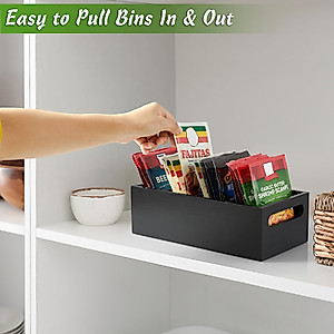DRASTAR Pantry Organization and Storage Bins, Seasoning Packet Organizer with Removable Dividers,Wooden Storage Caddy for Kitchen, Pantry, Cabinet, Countertop, Black