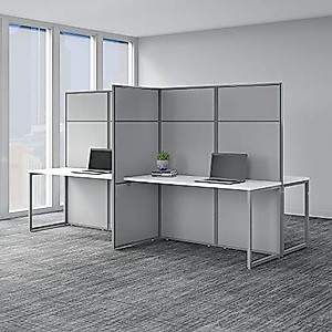 Bush Business Furniture Easy Office 4 Person Cubicle Desk Workstation, 60W x 66H, Pure White