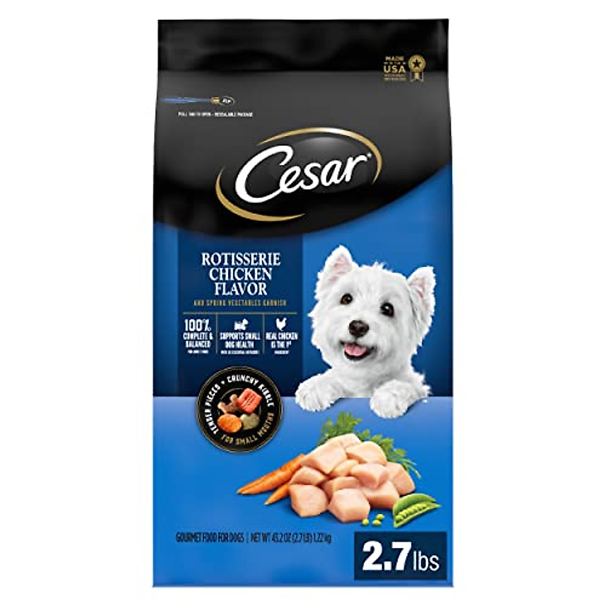 CESAR Small Breed Dry Dog Food Rotisserie Chicken Flavor with Spring Vegetables Garnish, 2.7 lb. Bag