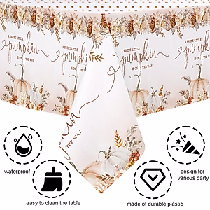 MEHOFOND Boho Little Pumpkin Baby Shower Party Decorations Set with Pumpkin Tablecloth 158PCS Bohemia Gender Neutral Balloons Garland Arch Kit a Little Pumpkin Is on the Way Blush Pink Floral Banner