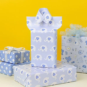 MAYPLUSS Wrapping Paper Roll - Mini Roll - 17" X 120" Per roll - Baby Boy Design (42.3 sq.ft.ttl)