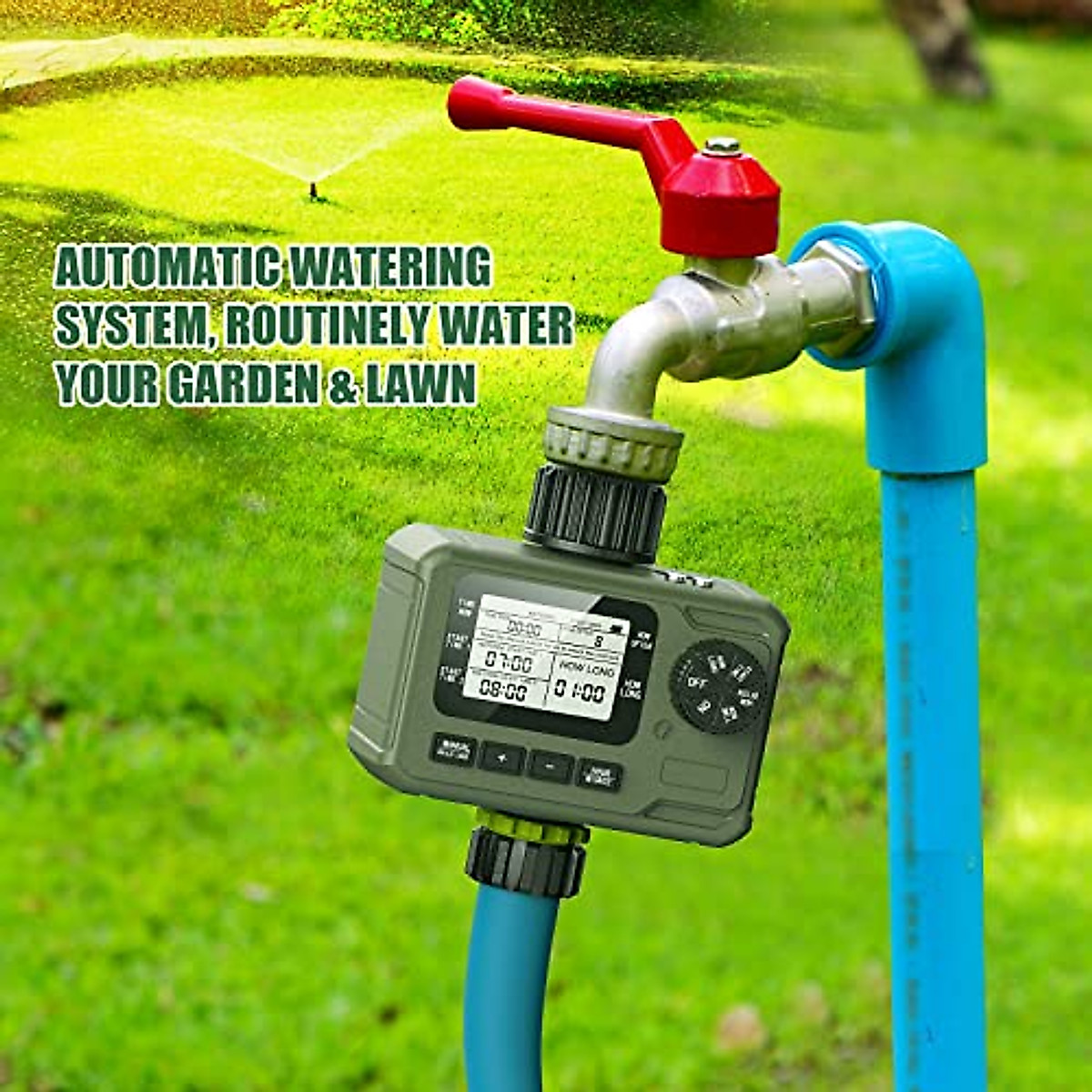 Sprinkler Timer, Programmable Water Timer for Garden Hose, Automatic/Manual Watering, IP65 Waterproof, Ideal for Outdoor Garden Faucet, Drip Irrigation System & Lawn/Yard Watering
