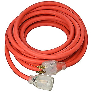 TruePower 25' 10/4 Generator Cord W/Lighted End Transparent Plug - Red