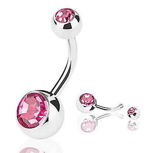 SoundsBeauty 15 Pieces Women Belly Bars Navel Buttons Rings Colored Rhinestone Inlay Body Piercing Barbells Random Color