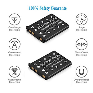 Venwo 2 Pack EN-EL10 Battery and Micro USB Charger Compatible with Nikon Coolpix S60, S80, S200, S205, S210, S220, S230, S500, S510, S520, S570, S600, S700, S3000, S4000 Digital Cameras, MH-63 Charger