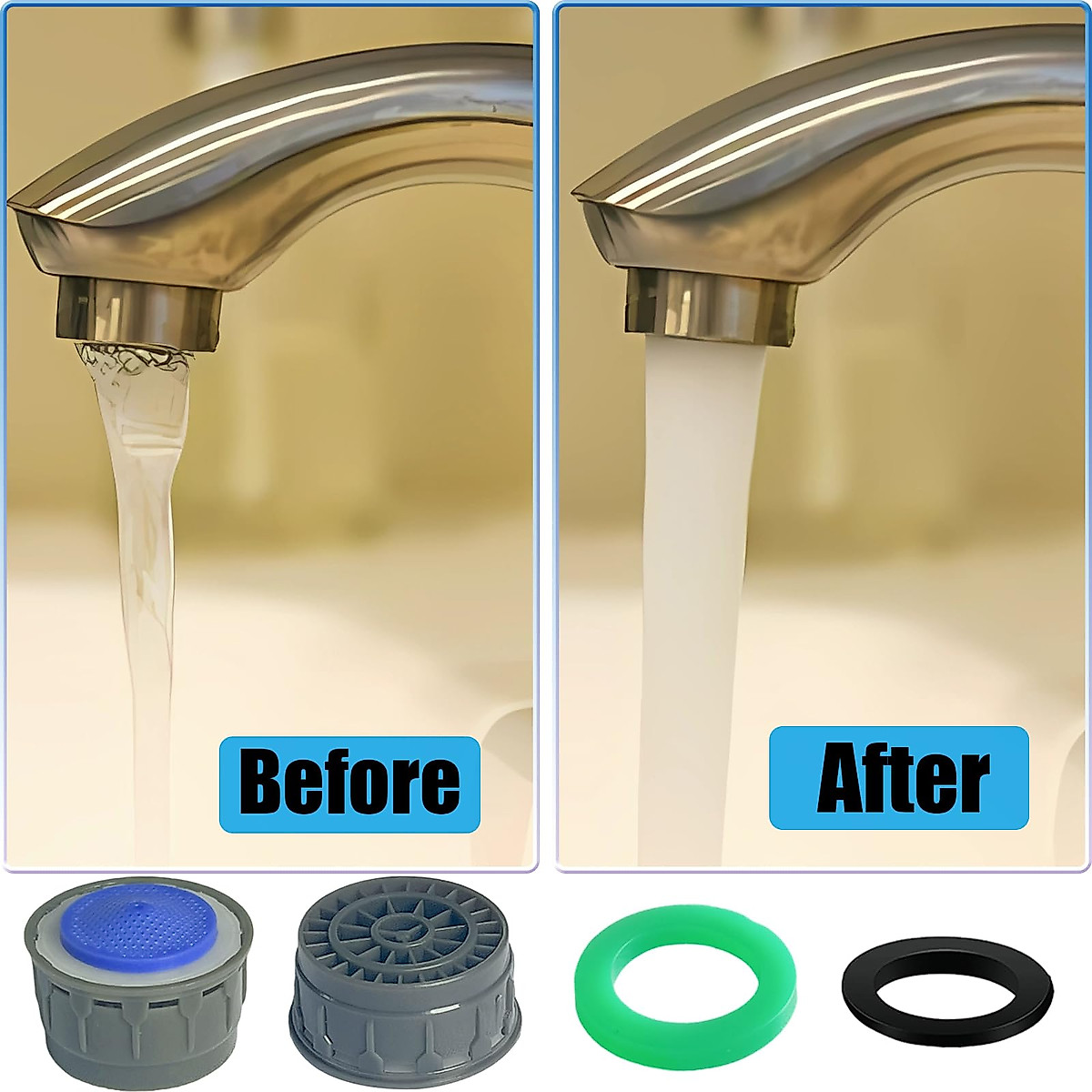 MOILINJAEY Faucet Aerator, 2.2GPM Flow Limiter Insert, 20 PCS, ABS Plastic, M22-M24, 0.83" Diameter