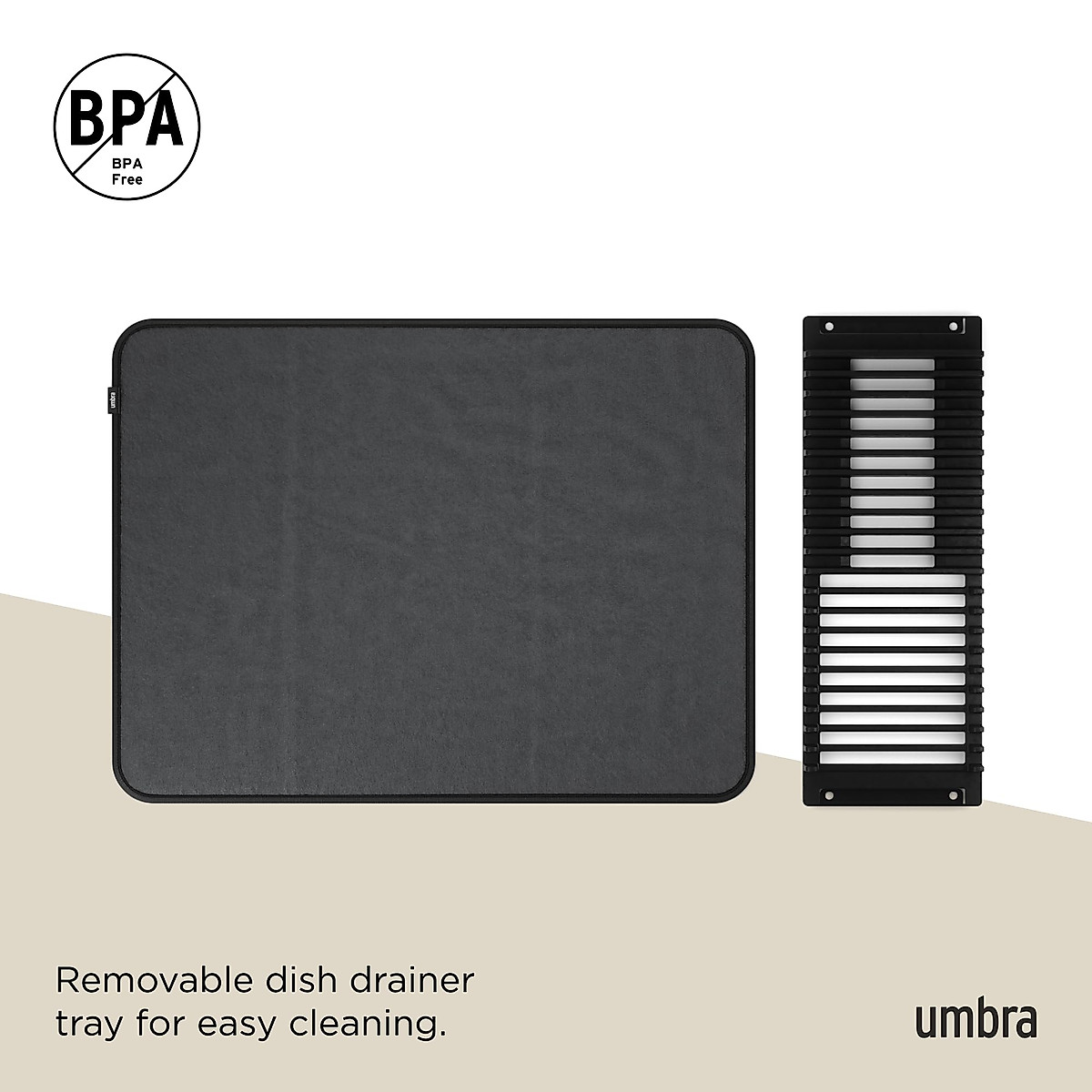 Umbra UDry Dish Drying Mat, Black