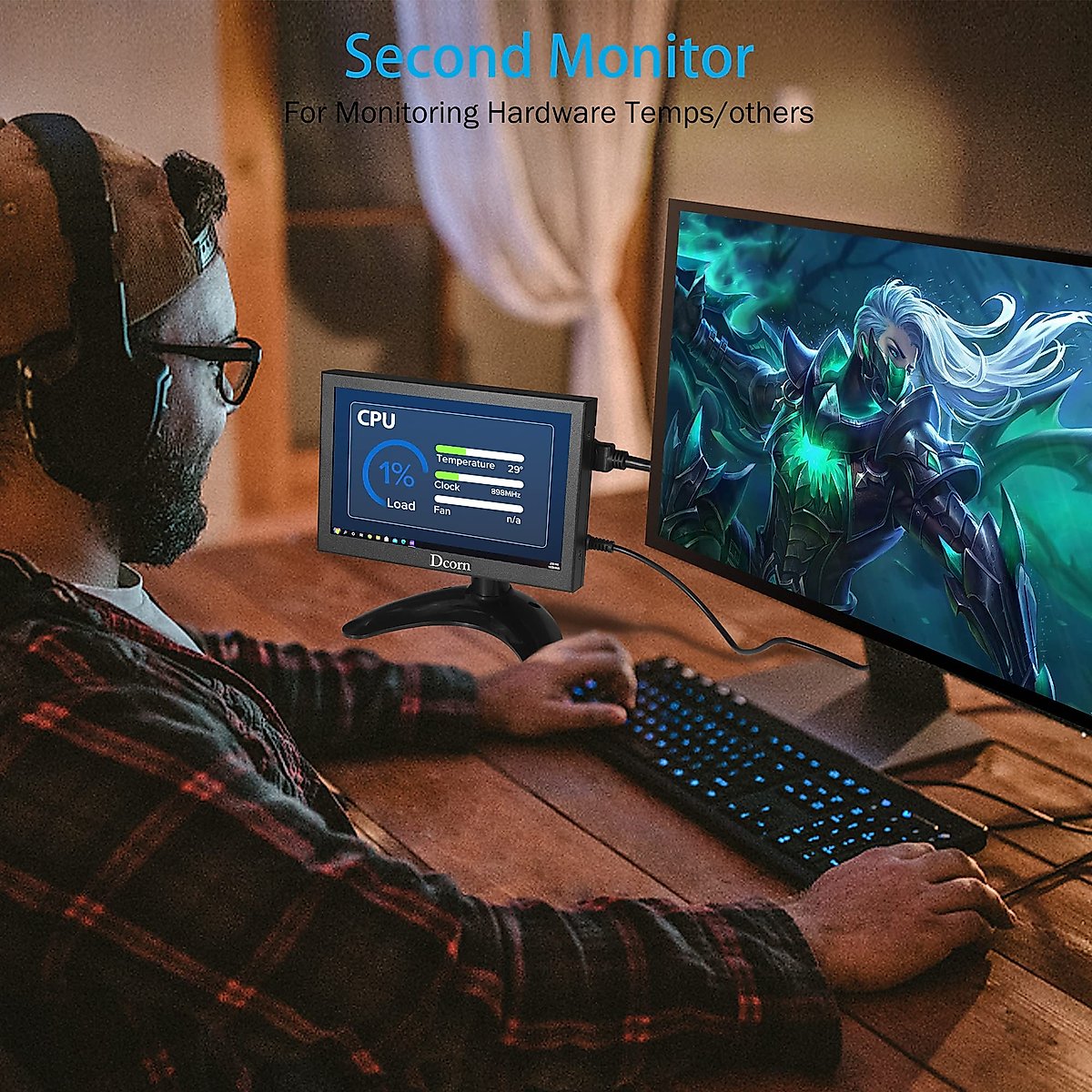 Dcorn 7 inch Mini Monitor,Small HDMI Monitor 1080P IPS Computer Monitors Support HDMI VGA BNC AV Input with Wall Bracket&Remote Control 1280x800 Pixel,160 Full Viewing w/Speaker