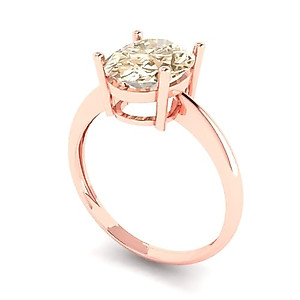 Clara Pucci 2.5ct Oval Cut Solitaire Natural Brown Morganite Engagement Wedding Bridal Promise Anniversary Ring 18K Rose Gold Size 3.5