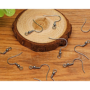 Shapenty Surgical Stainless Steel Ball Coil Fish Earring Hooks Clasp Hypo-allergenic Ear Wire Bead Connector Hooks with Large Loop for DIY Jewelry Finding Making, 50PCS/25Pairs