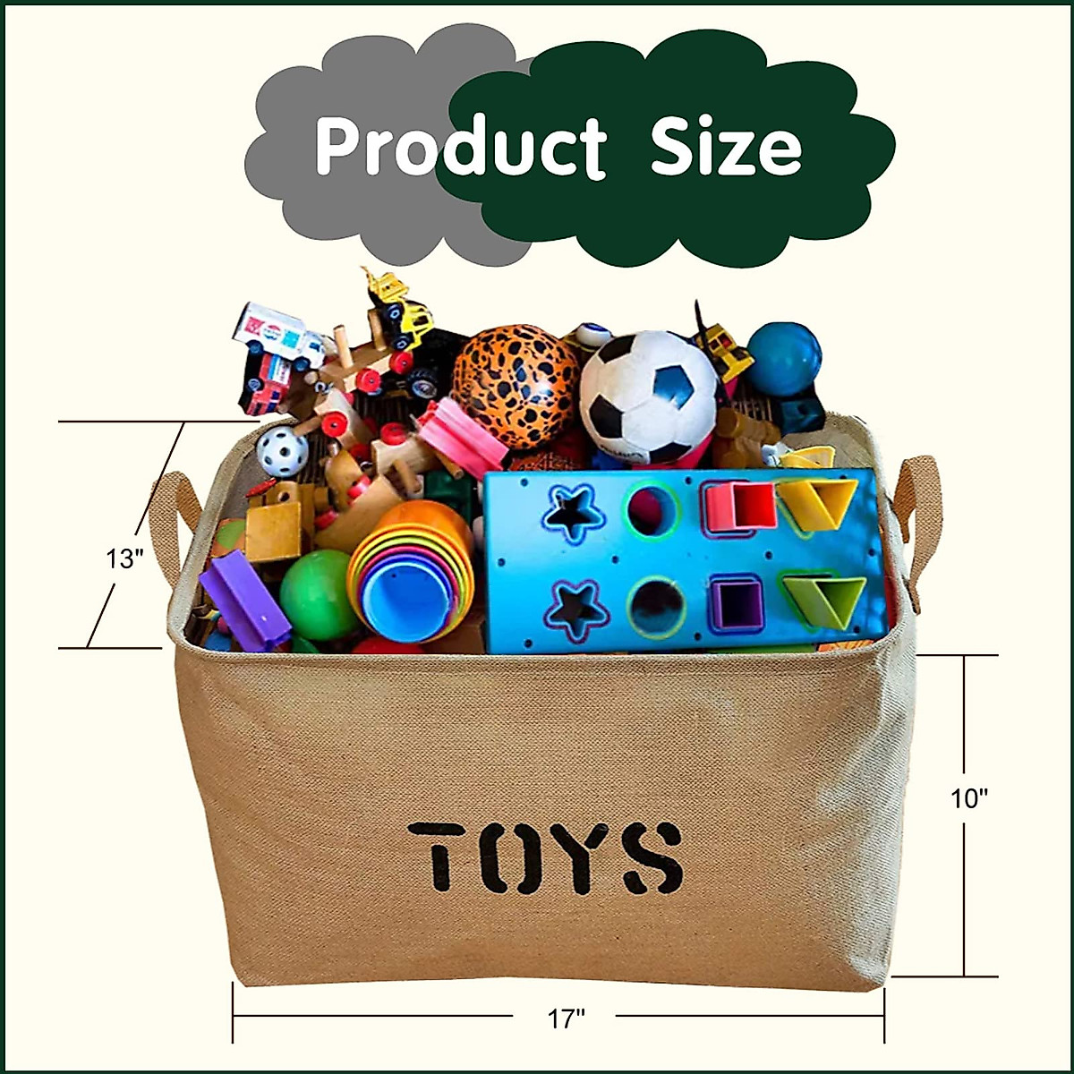 Youdepot Toy Storage Organizer Toy Box Toy Bin Jute Toy Storage Collapsible Sturdy Storage Bins - for organizing Kids Toys, Baby Clothing, Children Books,Nursery, Playroom.