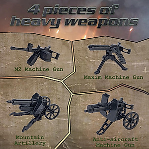 VICVIK Weapons Pack Military Weapons Accessories WWII Soldier Model Toys Military Equipment Battle Blocks Bricks Children's Toys, Compatible with Mini Figure Brick Toy for Boys Age 3＋