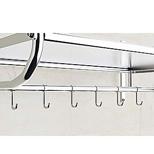 JF-XUAN Kitchen Shelf Kitchen shelf Lixin Microwave Oven Rack WallMounted 304 Stainless steel Thick steel plate with Removable hook knife holder Tableware rack (color : Silver, Size : 53 * 35.5 * 19