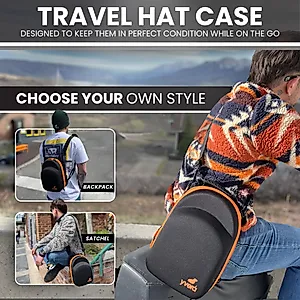 Hat Travel Case - Hat Carrier for Travel Hat Case for Travel with Sunglasses case, Airpods Pocket, 2 Straps - Baseball Cap holder organizer - Hat Storage for Baseball caps - yvera