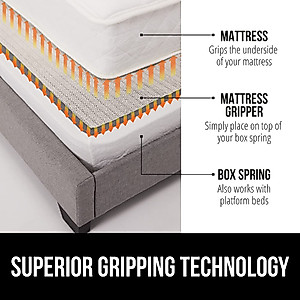 Gorilla Grip Drawer Liner and Mattress Gripper, Drawer Liner Size 12 in x 20 FT in Light Gray, Non Adhesive, Mattress Gripper Size Queen, Slip Resistant, Easy Trim, 2 Item Bundle