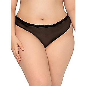 Smart & Sexy Women's Lace Trim & Mesh Panty 2 Packs Sexy Thongs & Cheeky Bikinis, Classic Leopard/Black Hue Thong, 6