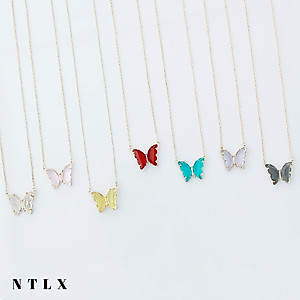 NTLX Butterfly Necklace – Bohemian Boho Butterfly Necklaces for Women – Beautiful Colors – Delicate Open Back Setting - Gift Box Included (Lt Amethyst Purple)