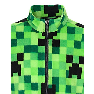 Minecraft Creeper Little Boys Fleece Zip Up Jacket Green 7-8