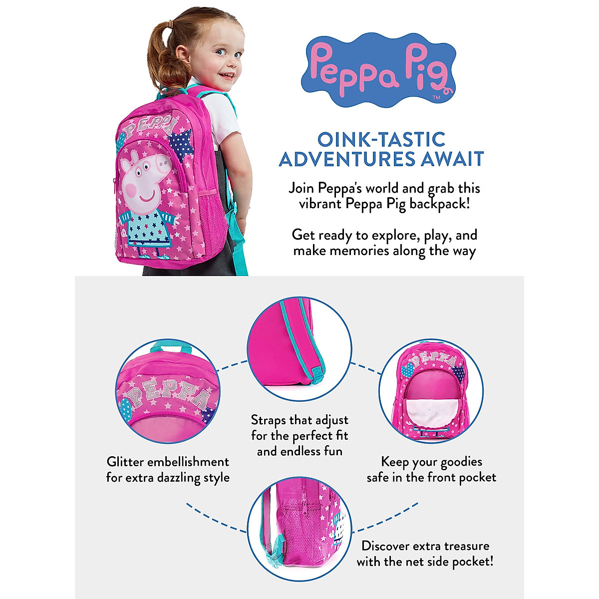 Peppa Pig Girls Peppa Pig Backpack (Pink)