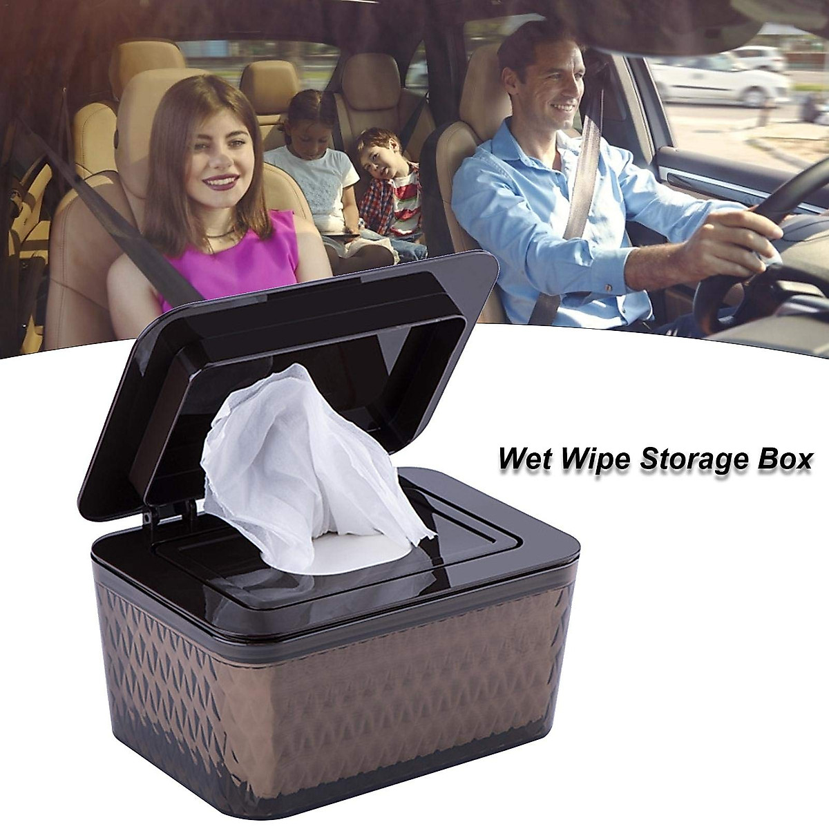 chengyan Wipes Dispenser Case, Dustproof Paper Towel Container Box with Lid and Non-Slip Rubber Feet, Removable Seal-Designed Wipe Holder, Plastic Large Capacity Dust-Proof Baby Wipes Case, Brown