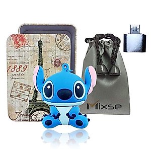 Mixse USB 2.0 Flash Drive, 32GB Stitch Cartoon Memory Stick, Lightweight and Compact, Compatible with Windows, Mac OS and Linux, No Drive/Power Supply Needed