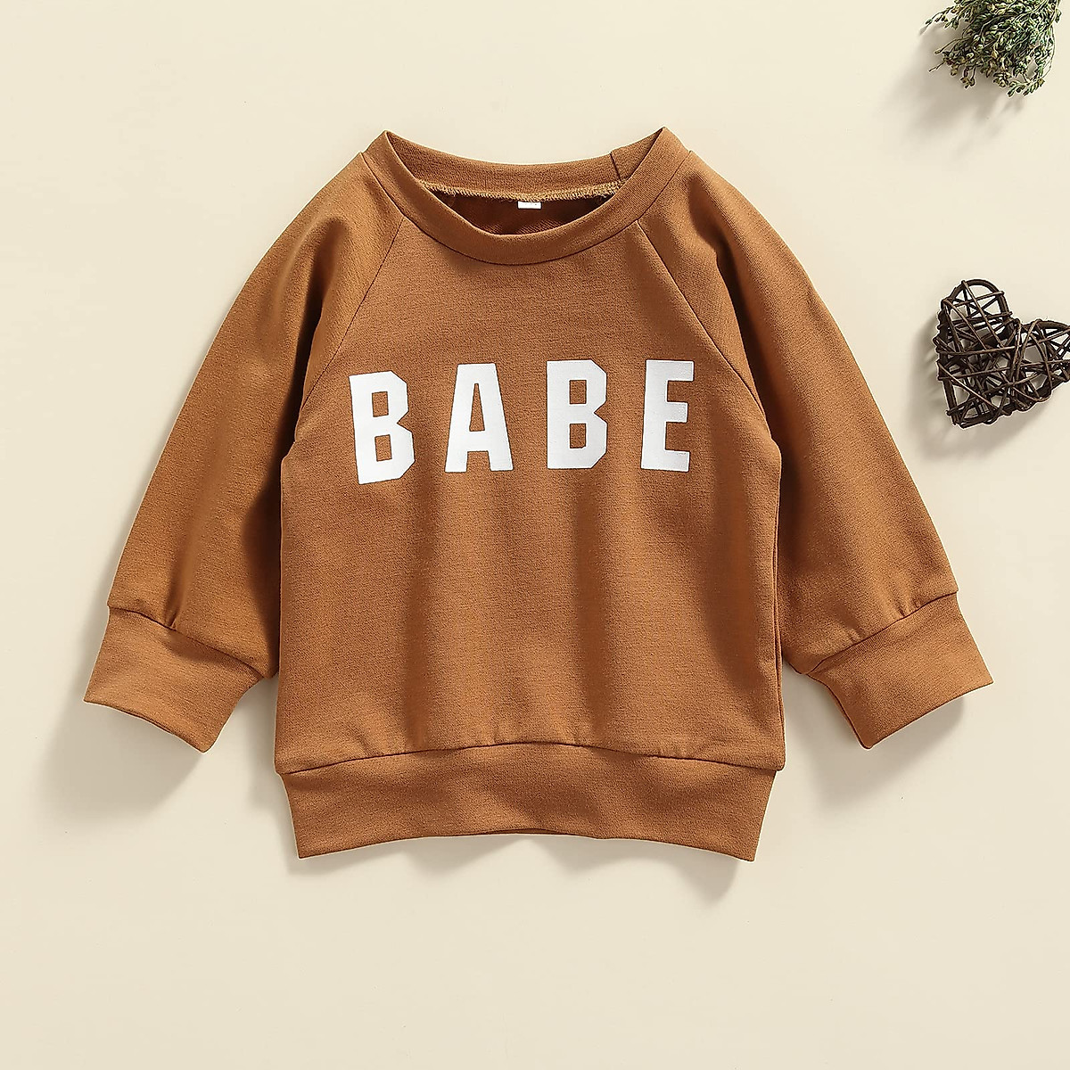 Infant Sweatshirt Toddler Crewneck Sweater Newborn Hoodies Baby Boy Girls Clothes Letter Printed Fall Spring Pullover (Yellow, 6-12 Months)
