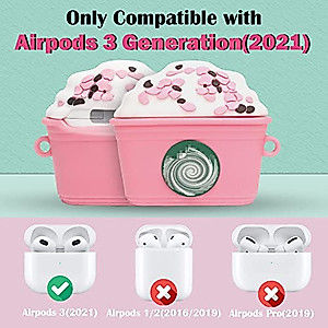 Cute Airpods 3rd Generation Case, 3D Cartoon Pink Drink Cup Cover for Airpod 3 Case, 7in1 Accessories Kawaii Pendant with Anti-Lost Keychain Airpod 3rd Generation Case for Girl Women -SUIHUOJI