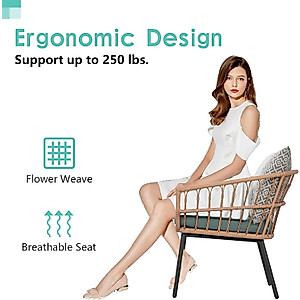 wOod-it 3 Pieces Outdoor Furniture Patio Bistro Set All-Weather Wicker Conversation Set with Tempered Coffee Table, Wicker Chairs, Cushions and 2 Back Pillows for Front Porch Balcony Backyard Deck