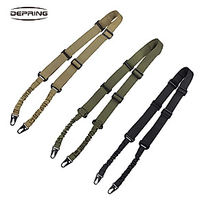 Depring 2 Points Rifle Sling Length Adjustable Traditional Gun Shoulder Strap with Metal Hook (Black)
