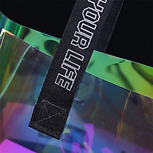 Jainnowa Clear Tote Bag, Hologram Large Clear Tote, Clear Bags Stadium Approved, 16"X 12"X 6" Translucent & Reflective Transparent See Through Big Clear Tote Handbag, Clear Tote Bags
