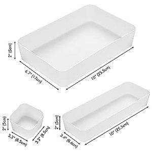 Poeland 15 Pcs Drawer Organizer Tray Storage Box for Bedroom Dresser Bathroom Kitchen, Frosted