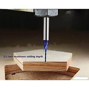 Spiral CNC Router Bits with Down Cut 1/16 inch Cutting, 1/4 inch Shank CNC Bits Solid Carbide End Mill for Wood Cut, 3D Carving Size : 1/16" X 1/2" X 1/4" X 2" HZD116 (Downcut)
