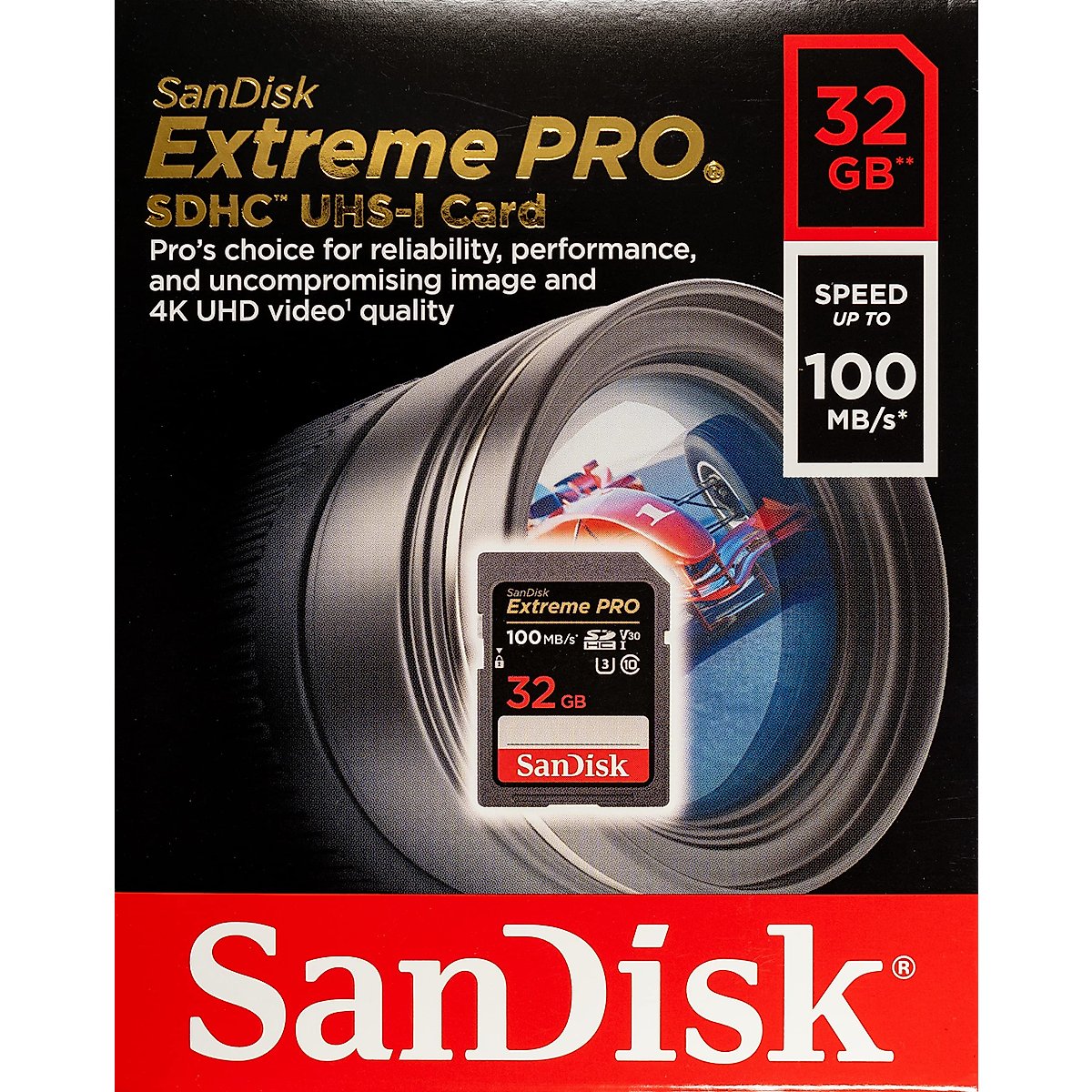 SanDisk 32GB SD Extreme Pro Memory Card (Ten Pack) for Digital DSLR Camera 4K UHD V30 UHS-I Class 10 U3 (SDSDXXO-032G-GN4IN) Bundle with (1) Everything But Stromboli MicroSDHC & SD Card Reader
