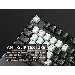 Ranked Rubber Keycap Set | Double Shot Translucent | OEM Profile for Mechanical Gaming Keyboard (White, 23 Keys)