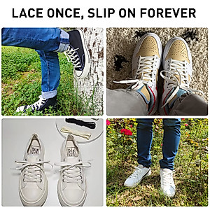 UamGlsob 2 Pairs 5/16" Flat Elastic Shoe Lace, 27"-72" Length Stretch Shoelaces Strings Replacement for Nike Blazer High Top Sneakers (New White, 54''/140cm)