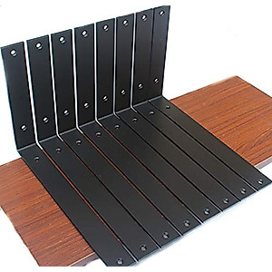 8 Pack - L12" x H 8" x W 1.5", 5mm Thick Rustic Shelf Bracket, Iron Shelf Brackets, Metal Shelf Bracket, Industrial Shelf Bracket, Modern Shelf Bracket, Decorative Shelving, Shelf Supports with Screws