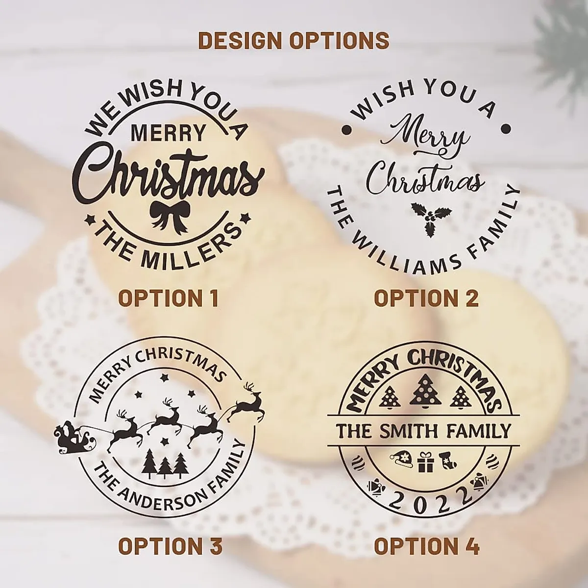2024 Personalized Christmas Cookie Stamp Christmas Cookie Mold With Your Name 3d Raised Design Merry Christmas Personalized Cookie (Design-A)