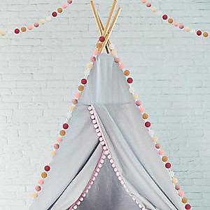 GCQQ 2Pcs Pom Pom Garland Pastel, 16.4 Ft Long Pompom Garland Boho Decor, Large 60 Balls Felt Ball Garlands, Pink Wool Felt Ball Garlands for Party, Home, and Nursery Decor