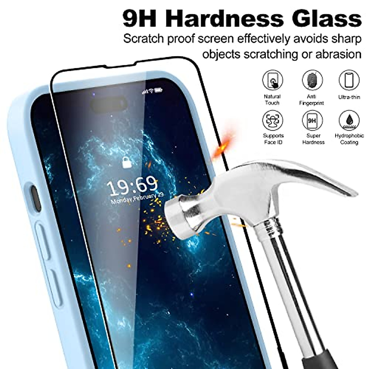 Vooii Compatible with MagSafe iPhone 14 Pro Max Magnetic Case,[Soft Microfiber Lining] [Full Camera Protective] [9H Screen Protector] Liquid Silicone Shockproof Case for iPhone 14 Pro Max - Light Blue