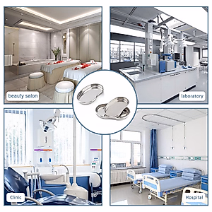 3Pcs Stainless Steel Kidney Tray, Graduated Metal Emesis Basin, Reusable Kidney Bean Shaped Bowl Dish, Dental Lab Instrument Surgical Tray for Medic Waster (Small, Medium, Large)