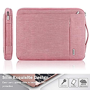 LANDICI 360° Protective Laptop Sleeve 13-14 Inch, Computer Bag Carrying Case for MacBook Air 13 M1/2022 M2, MacBook Pro 13/14 2021, Chromebook 14, Women, Slim, Shockproof, Waterproof, Pink
